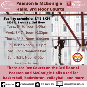Campus Rec: Rec Courts facility hours | Temple University
